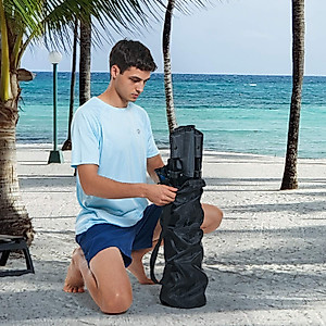 XGEAR High Back Low Seat Folding Beach Chair with Cup Holder and Carry Bag, Mesh Back Sand Chair for Beach, Lawn, Camping, Travel, Support Up to 300 lbs (1chair Blue)