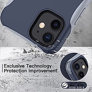 TEAM LUXURY Case Compatible with iPhone 12 Mini 5.4", Heavy Duty Shockproof Hybrid Protective Phone Cover (Dark Navy Blue/Gray)