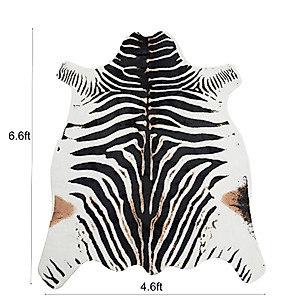 MustMat Zebra Rug for Living Room Decor(4.6ft x 6.6ft) - Faux Fur Animal Print Carpet in Black and White - Perfect for Bedroom, Office, or Nursery