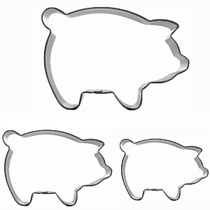 Mini Pig Shaped Cookie Cutter Set of 3 pcs, Stainless Steel Piggy Fondant Cutters