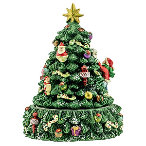 Elanze Designs Christmas Tree and Santa Revolving Music Box - Plays Tune We Wish You A Merry Christmas