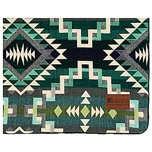 QISU Wool Blanket Throw | Large, Beautiful, Warm, Variegated, Handmade in Ecuador by Local Artisans |94″ x 78″| Ultra-Soft, Hypoallergenic & Breathable | Non-Itchy or Scratchy Fabric (Shamrock Star)