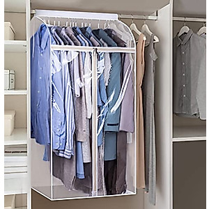KEETDY 43" Hanging Garment Bags for Closet Storage and 2-Shelf Small Hanging Closet Organizers