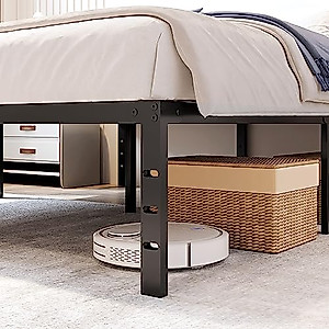 zizin Twin Size Bed Frame 18 Inch Metal Platform Bed Frame No Box Spring Needed Mattress Foundation with Steel Slats Support Noise Free Heavy Duty Bed Frame with Storage Space Under Frame, Black