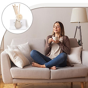 FINGERINSPIRE 2 Sets 5 Inch Mini White Acrylic Floating Shelves Small Floating Shelf with Stickers and Screw Wall Shelves Display Ledges Wall Mounted Hanging Display Shelves for Storage Decoration