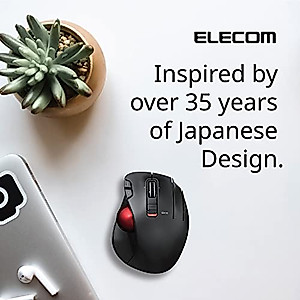 ELECOM EX-G Trackball Mouse, 2.4GHz USB Wireless, Ergonomic Design, Thumb Control, Smooth Precise Tracking Roller Ball, 6 Programmable Buttons, Tilt Scroll, Computer Mice for Laptop PC, Windows & Mac