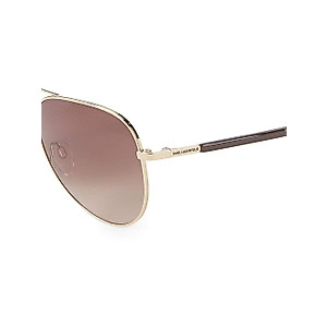 KARL LAGERFELD 57MM Goldtone Borde Aviator Womens Sunglasses, Style KL292S/Color Gold, Logo Arm Bars Embossed Hard Case, 100% UV Protection