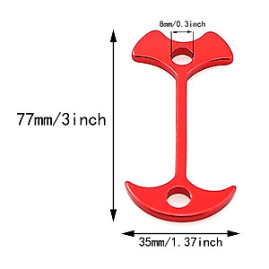Fishbone Tent Stakes Deck Anchor Peg BLLNDX 8PCS 3 Inch Red Aluminium Alloy Deck Plank Road Camping Fish Bone Nails Rope Buckle Hook Cord Adjuster Tensioner Kit
