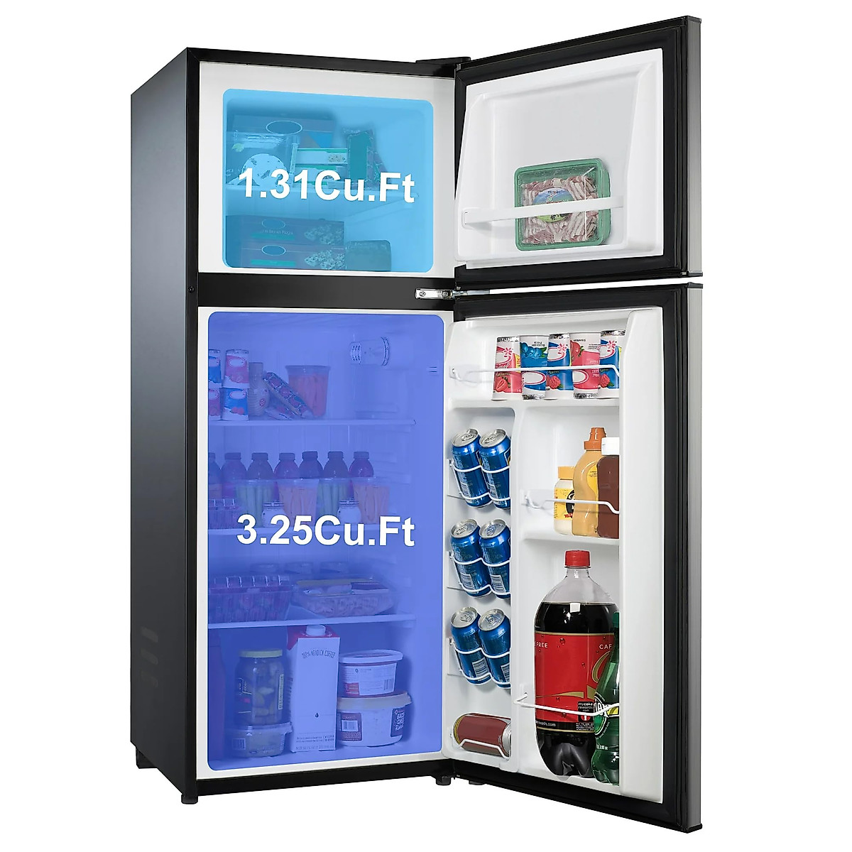 4.6. Cu ft Two Door Mini Refrigerator with Freezer, Stainless Steel