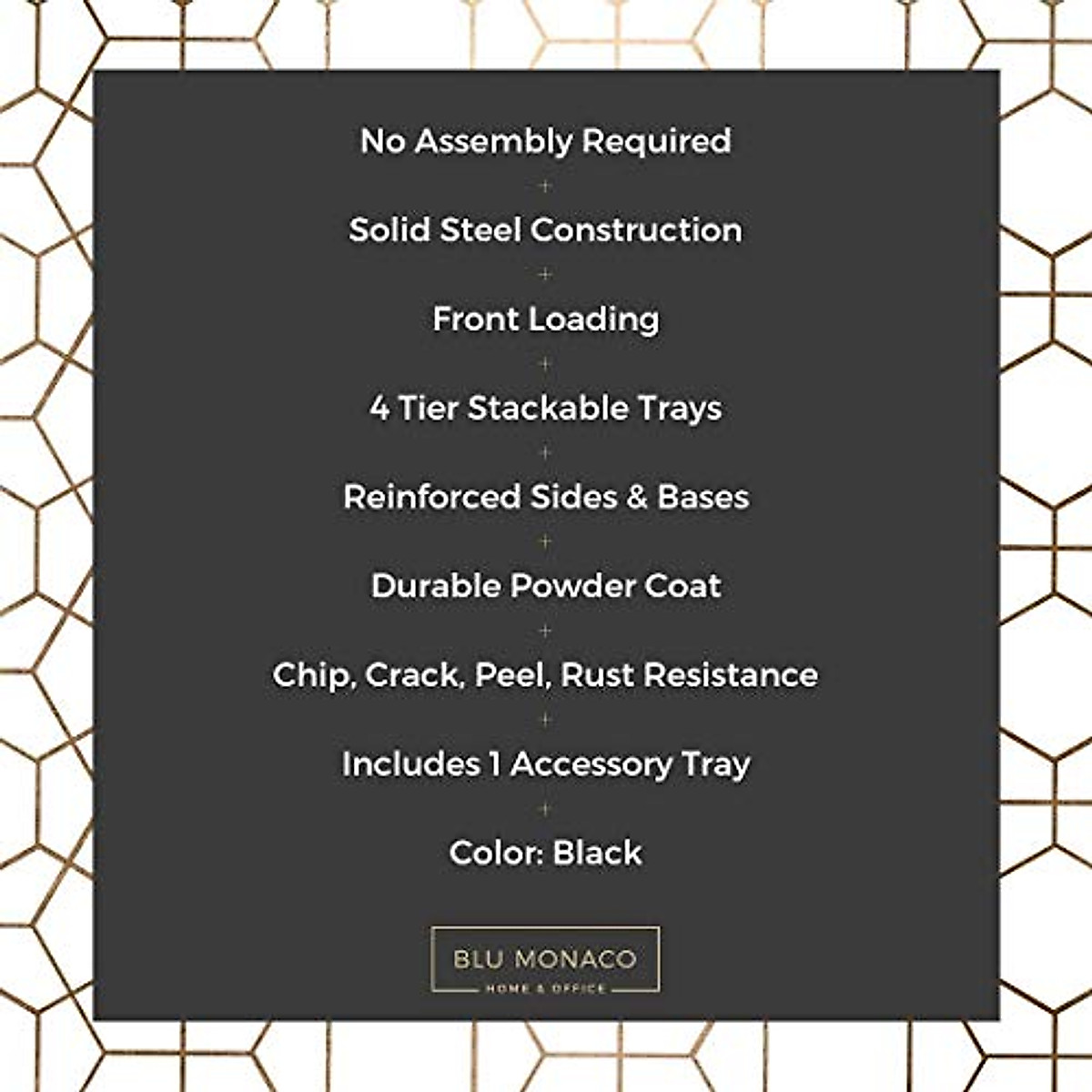 Blu Monaco Desk Organizers and Accessories Stackable Paper Tray - 4 Tier Stackable Letter Trays - Black Metal Mesh File Holder Organizer