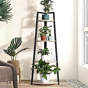 CIPACHO Corner Shelf Stand,4-Tier Corner Bookshelf, Industrial Ladder Shelf,Tall Corner Plant Stand Display Shelf for Living Room, Kitchen, Home Office