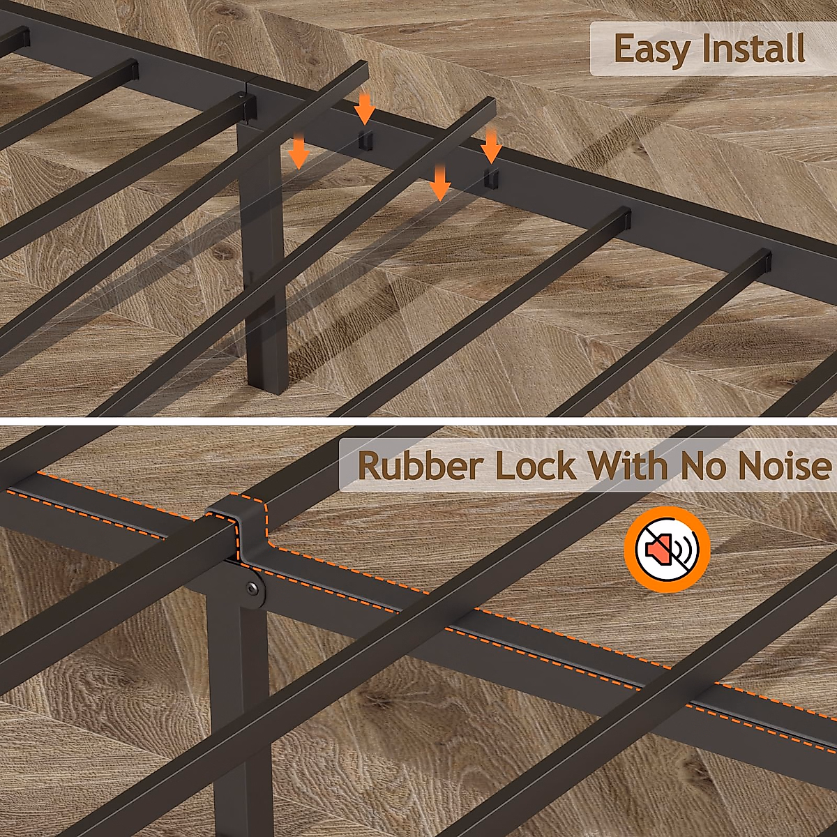 Furnulem Full Bed Frame with LED Lights,Industrial Storage Headboard with Charging Station,USB Port,Under Bed Storage,Wood Platform with Strong Metal Support,No Box Spring Needed, Silent