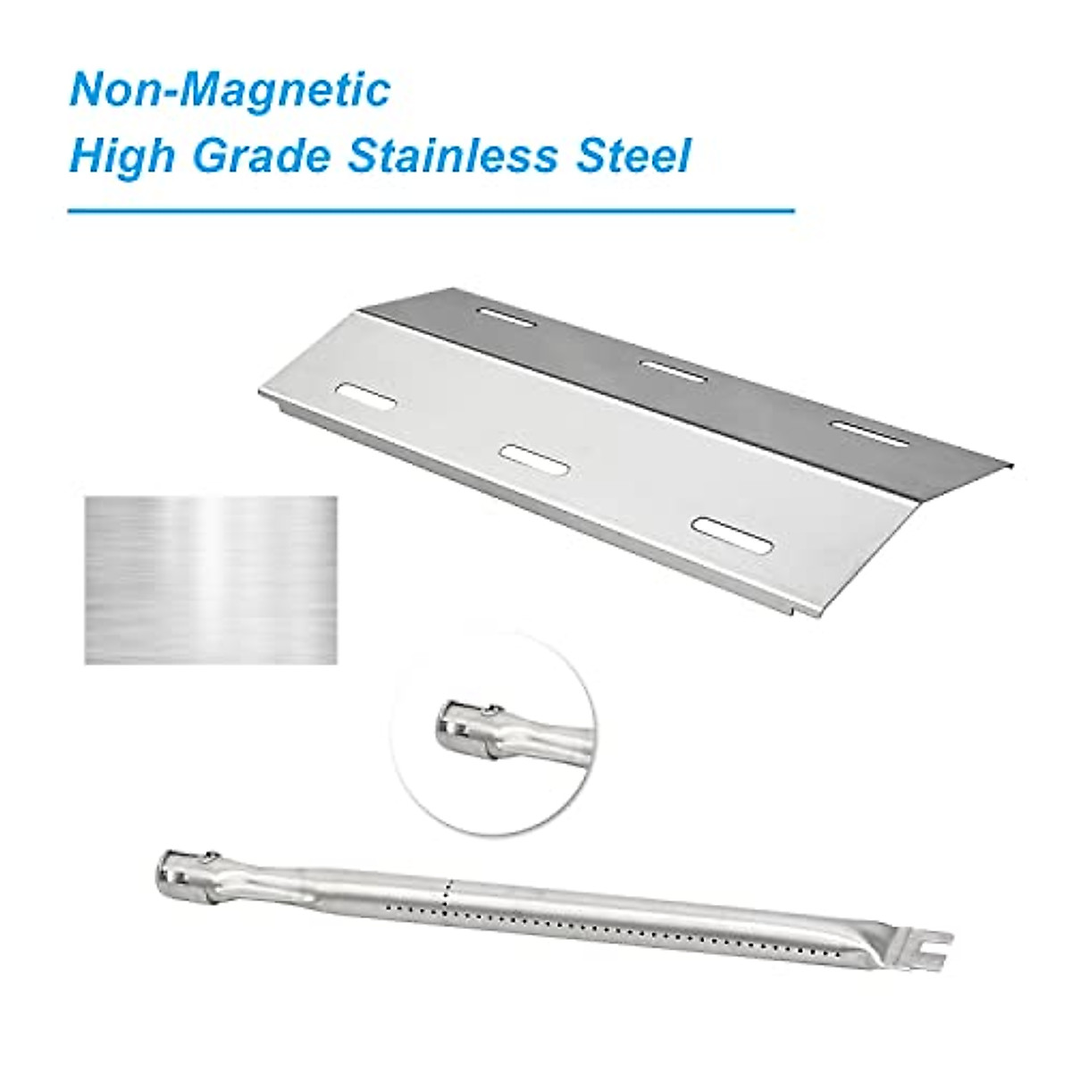 Derurizy Repair Kit Replacement for Ducane 3 Burner 3100, 3200, 3400, 30400040, DUCHD1, 30500048, 30500602, DUCHP1 Gas Grill Stainless Steel Grill Burner Tube, Heat Plate Tent Shield, 17"