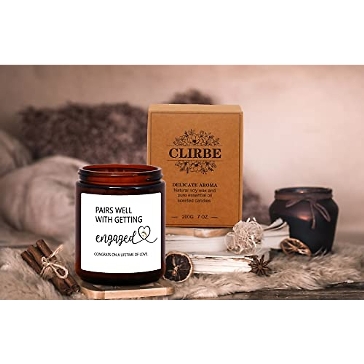 Scented Candle, Pairs Well with Getting Engaged Candles Gifts for Wedding,Engagement，Soy Candles for Home Scented, Home Decorations, Aromatherapy Candles, Amber Jar Candles(058CGY)
