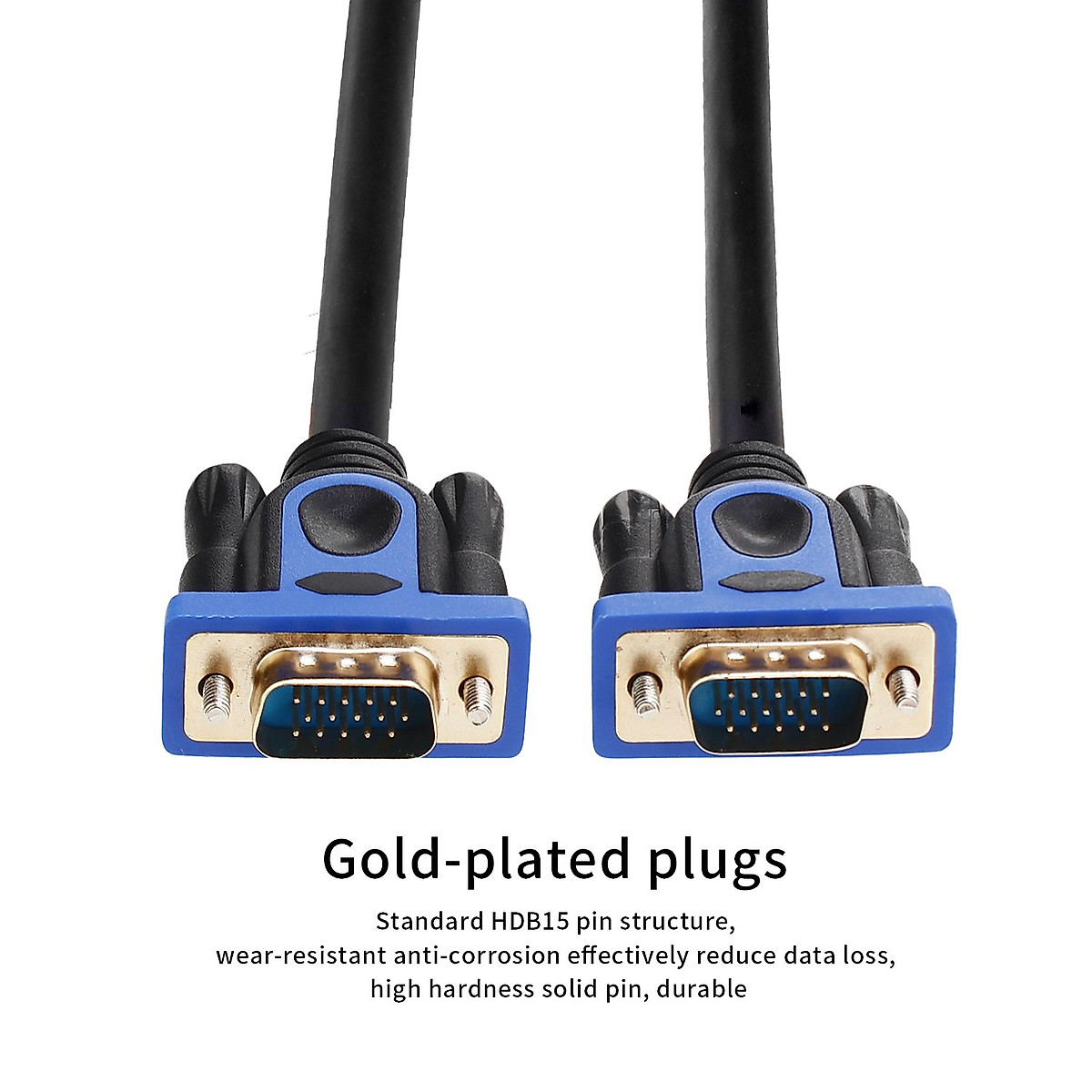 VGA Cable, VGA to VGA HD15 Monitor Cable SVGA M/M HD Cable Gold Plated Connectors Support 1080P Full HD for PC, HD TV, Projector, etc 6 Feet
