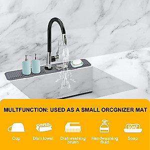 Kitchen Sink Splash Guard,24 inch Silicone Sink Faucet Mat, Sink Draining Pad Behind Faucet, Kitchen Sink Accessories,Faucet Absorbent Mat, Bathroom Faucet Water Catcher Mat For Laundry Room