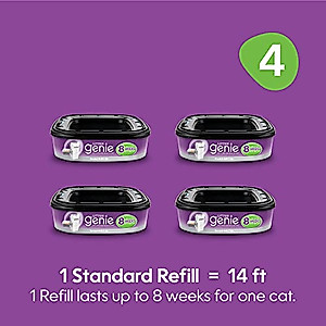 Litter Genie Refill Bags (4-Pack) | Multi-Layers of Odor-Barrier Technology | 1 Square Refill Cartridge Lasts Up to 2 Months Per Cat
