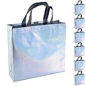 LOOKSGO 6 Pcs Gift Bags Glossy Reusable Gift bag for Party Wedding