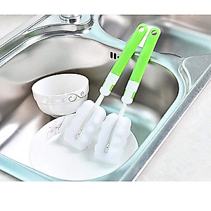 INVODA 4PCS Bottle Brush,Bottle Washer Set Long Sponge Bottle Cleaning Brushes Baby Bottle Cleaner Brush, Nipple Brush (4 pcs)