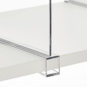 mDesign Plastic Closet Shelf Dividers; Tall Organizer Separators with Clip for Shelves in Bedroom and Closets for Jean, Sweater, Shirt, Purse, and Clothes Storage - Lumiere Collection, 4 Pack, Clear