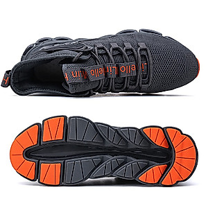 DUDHUH Running Shoes for Men Comfortable Athletic Cross Trainer Casual Walking Fashion Mens Tennis Sock Sneakers Grey