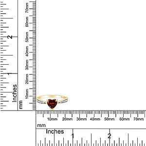AFFY Simulated Garnet & Cubic Zirconia Solitaire Heart Promise Ring 14k Yellow Gold Over Sterling Silver Gift For Her Ring Size-6