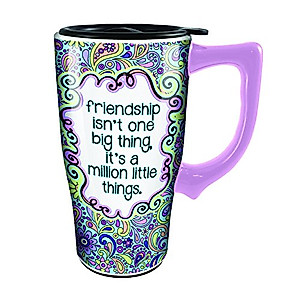 Spoontiques - Ceramic Travel Mugs - Friendship Cup - Hot or Cold Beverages - Gift for Coffee Lovers