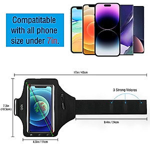 Running Armband with Air Pods Bag, Phone Holder for Running, Cell Phone Armband for iPhone 14 13 Pro 14 Plus Galaxy S23 S22 S21 S20, Water Resistant Sports Workouts Arm Band for Women & Men