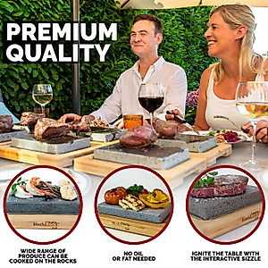 Black Rock Grill Restaurant-Grade Hot Stone Set - Extra-Thick Lava Stone for Superior Sizzling Steak Cooking.