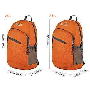 Outlander Packable Handy Lightweight Travel Hiking Backpack Daypack-Orange