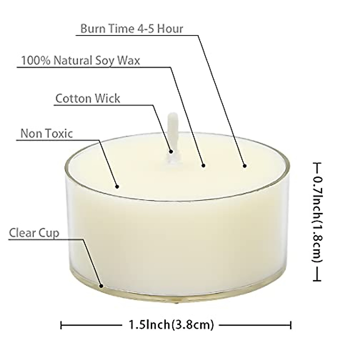 DEYBBY Scented Soy Tealights, Aromatherapy Soy Wax Candle Bulk|Clear Cup|12 Counts|Long Lasting|4 Hour Burn Time|Jasmine|for for Party and Home Decoration