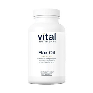 Vital Nutrients Flax Seed Oil 3000mg | Cold Pressed Flax Oil with high concentration of ALA for Heart Health* | Gluten, Dairy and Soy Free | Non-GMO | 100 Softgels