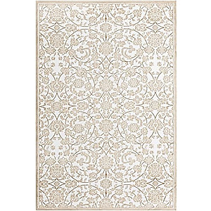 Unique Loom Rushmore Collection Area Rug - TAFT (6' x 9' Rectangle, Snow White/Beige)