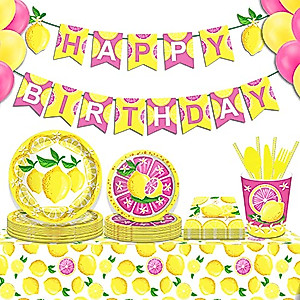 NA 2 Pcs Lemon Plastic Tablecloth, Summer Table Cover Disposable Rectangle Yellow Waterproof Table Cloth for Summer Party Summer Fruit Party Picnic Decor, 54 x 87 Inch