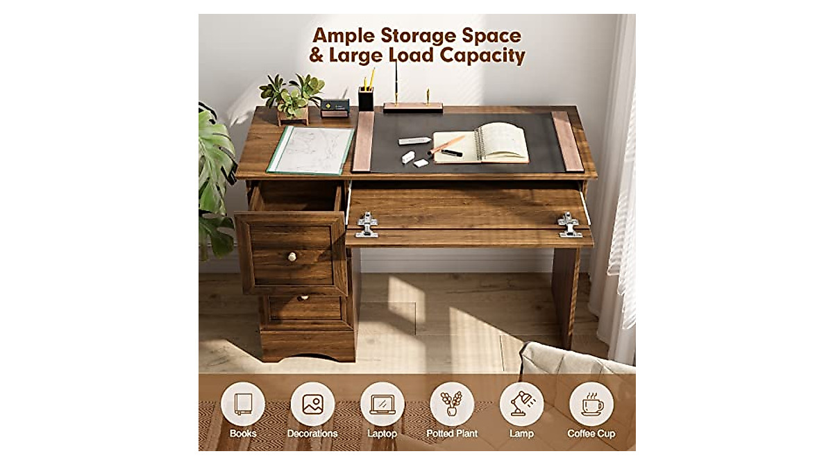 Compact Vintage Computer Desk with Ample Storage