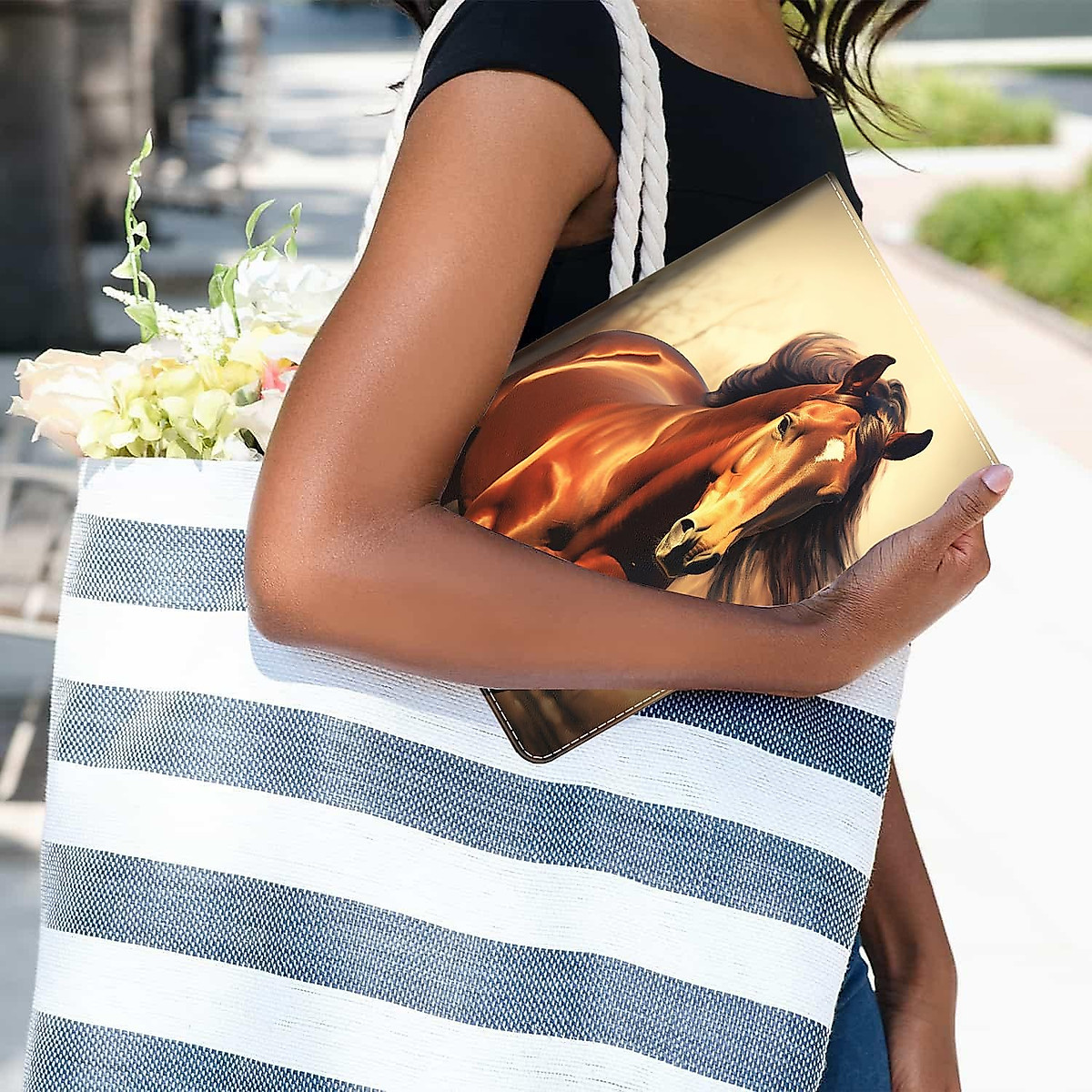 Case for All New Fire HD 10 Tablet 11th Generation and Fire HD 10 Plus 2021，Slim Fit Foldable Standing Cover Case with Auto Sleep/Wake for Fire HD 10 Tablet 10.1 Inch，Horse