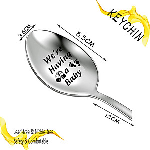 KEYCHIN Pregnancy Quotes Gift Pregnancy Reveal Spoon Announcement Husband Gift You're Going To Be A Daddy Engraved Stainless Steel Spoon for New Dad (Having a Baby spoon)