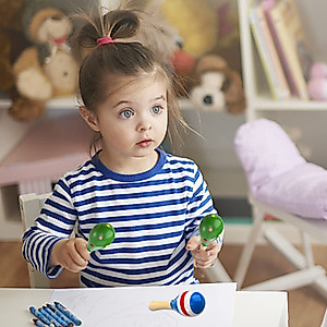 Hedume 20 Pack Mini Wooden Festival Maracas, Kids Baby Rattles Egg Shaker, Shaker Sand Hammer Toy Noisemaker for Party Favors, Musical Fun, Birthday Parties, Carnivals