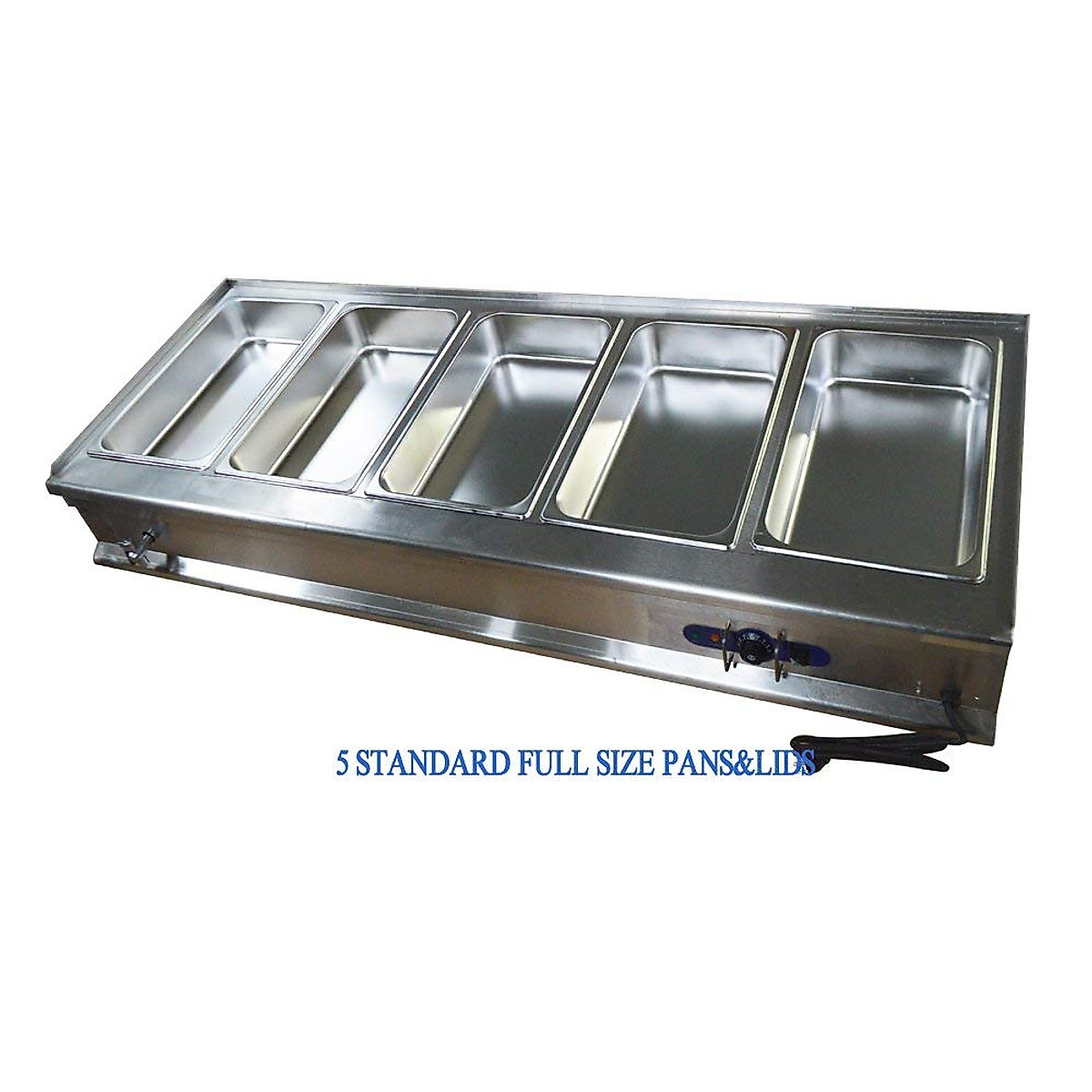 INTBUYING 5-Pan Restaurant Steam Table Bain-Marie Buffet Food Warmer