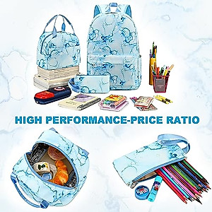 CAMTOP School Backpack for Girls Boys Teens Bookbag Set Tie Dye Kids Backpack 3 In 1,School Bags with Lunch Box Pencil Case