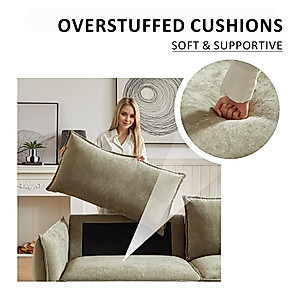 Olodumare Modern 44’’ Chenille Arm Chair for Living Room, Accent Chair for Apartment, Comfy Sofa for Small Space, Soft Couch for Bedroom, Easy to Install, Light Green