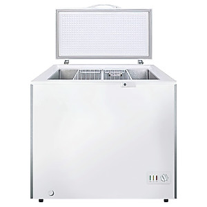 Summit Appliance SCFM73 Commercial Use 6.7 Cu.Ft. Chest Freezer, Lock Included, Manual Defrost, Visual Temperature Alarm, Removable Thermometer, Hammered Aluminum Interior, Adjustable Thermostat