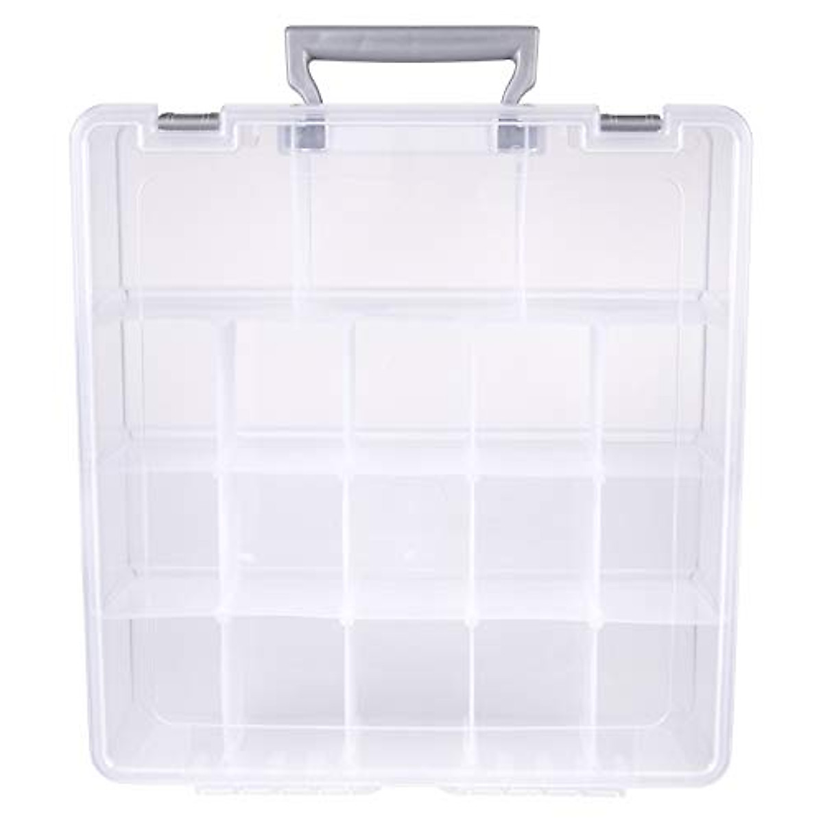 AB Designs 6823ABD Super Satchel with Removable Dividers, Stackable Home Storage Organization Container, Clear with Sliver Latches and Handle