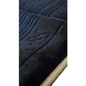 Tawakul Foldable Prayer Mat with Backrest - Thick & Padded Extra Comfort & Tote Bag for Easy Travel - Perfect for Jumah, Ramadan, Hajj, Umrah Gift for Family & Friends (Navy Blue)