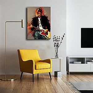 Art Poster Kurt Cobain Canvas Wall Decor for Living Room and Bedroom Garage Wall Bar Cafe Modern Home Framed or Unframed (12in*18in,Unframe)
