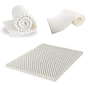 Treaton 1-inch Soft Foam Toppers with Convoluted Egg Shell Design | Extends Mattress Topper Life, Provides Proper Back Support and Relieves Pain, Improves Better Posture, Queen, White