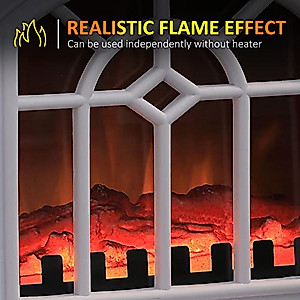 HOMCOM 18" Electric Fireplace Heater, Fireplace Stove with Realistic LED Flames and Logs, Overheating Protection, 750W/1500W, White