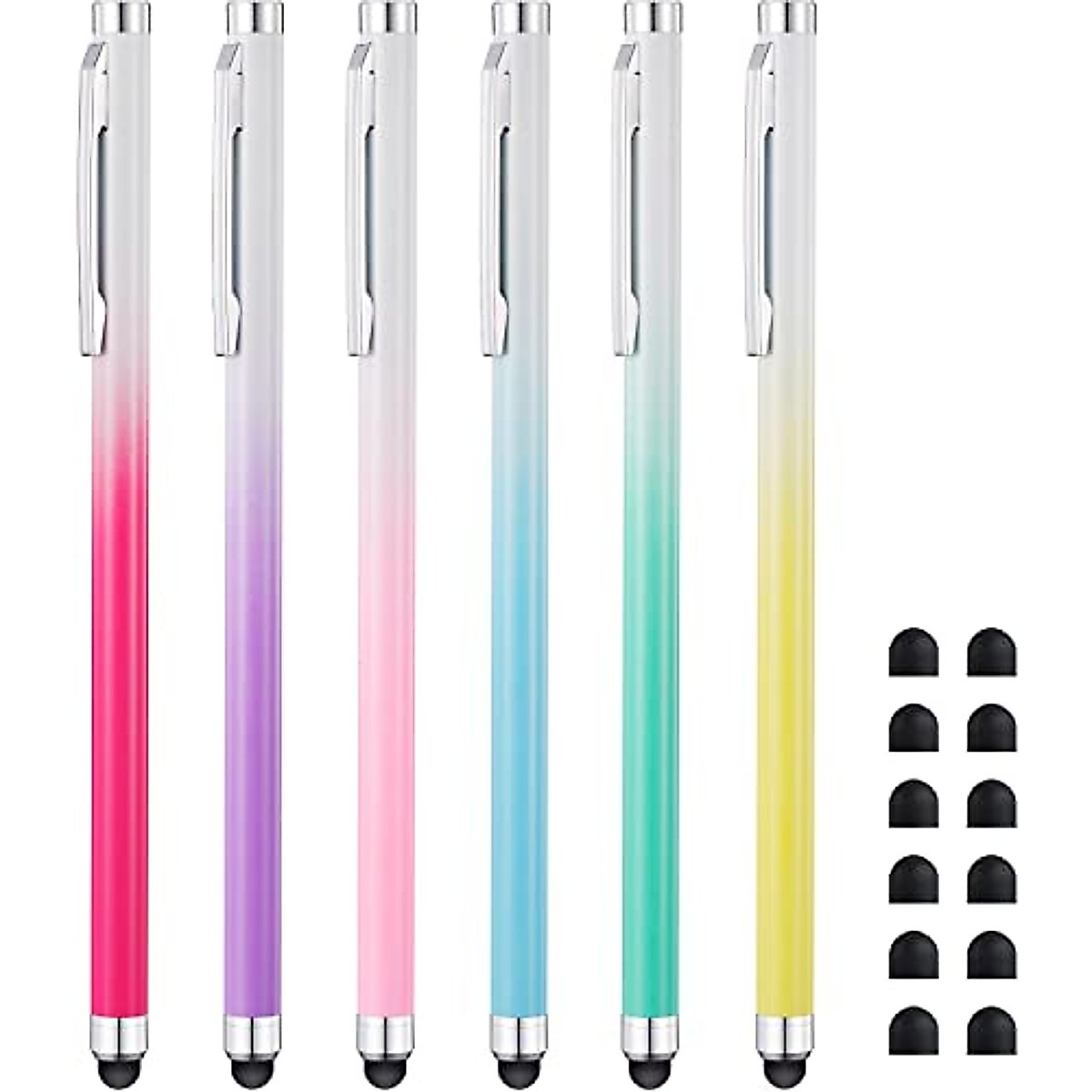 Stylus Pens for Touch Screens (6 Pack), Linfanc High Sensitivity and Precision Capacitive Stylus Pens for iPad, Tablets, Smartphones, and All Universal Touch Screen Devices, Extra 12 Replacement Tips