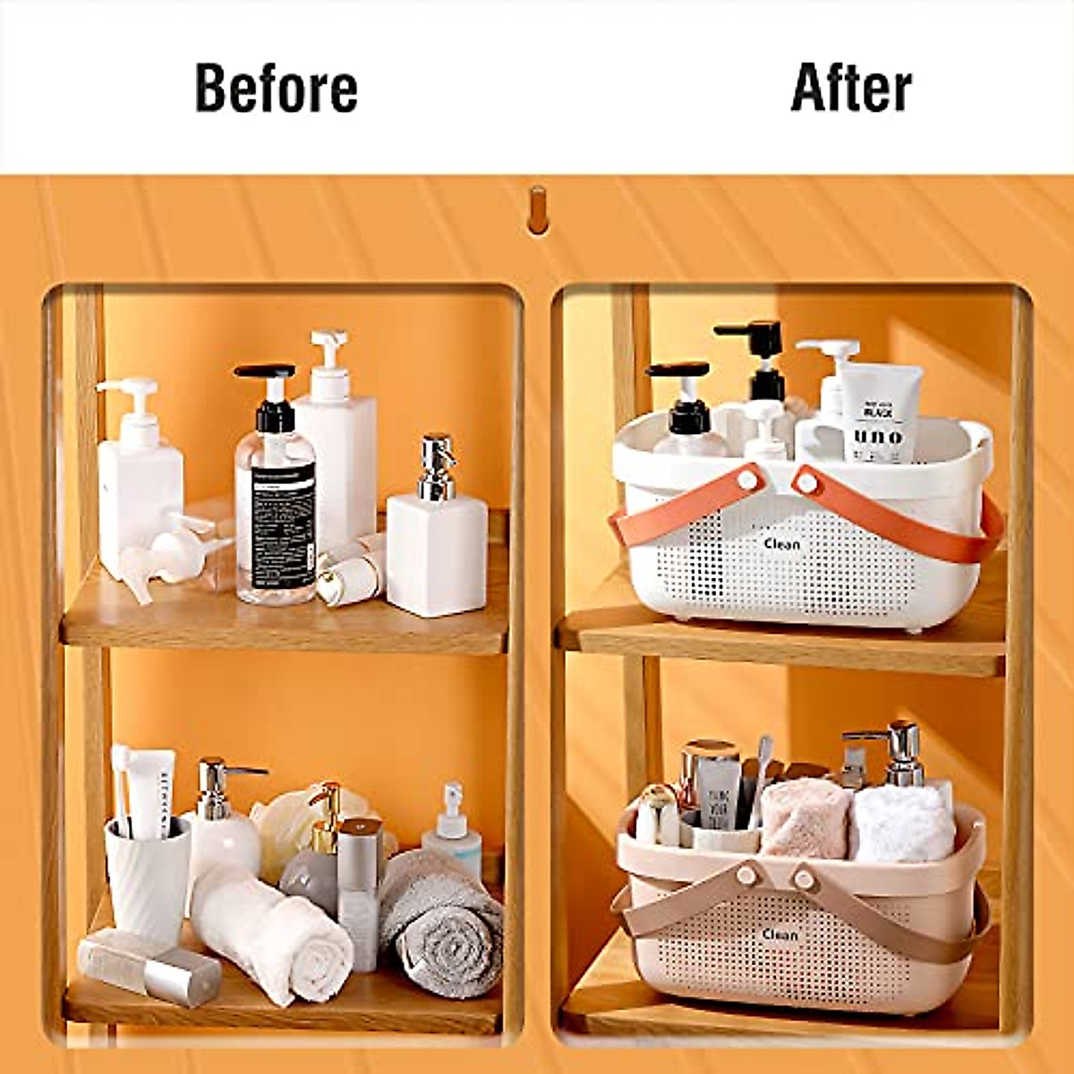 LAIGOO Large Shower Caddy Basket, Plastic Storage Basket with Handles Storage Bins Shower Storage Organizer for Bathroom, College Dorm, Kitchen, Bedroom, Gym