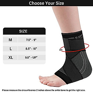 Novetec Ankle Brace for Men & Women Adjustable Compression Ankle Support Ankle Sleeve for Plantar Fasciitis, Achilles Tendon, Sprained Ankle, Stabilize Ligaments, Sports Protection (Black, Medium)
